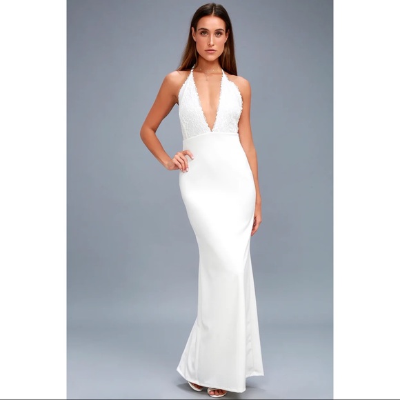 Lulus | Dresses | Prima Donna Life White Lace Backless Maxi Dress ...